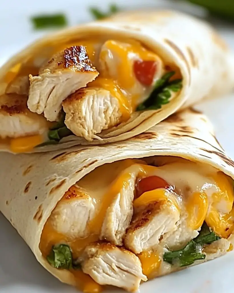 Cheesy Garlic Chicken Tortilla Wraps