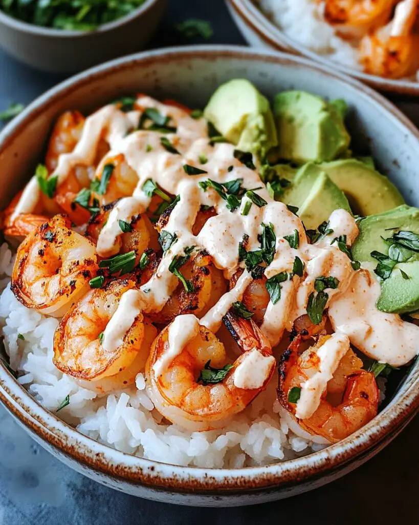 Spicy Shrimp Rice Bowls with Creamy Mayo Drizzle