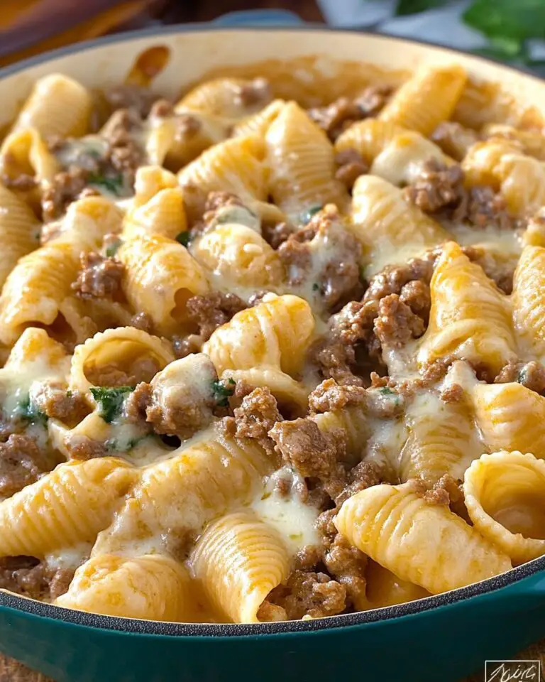 Creamy Cheesy Beef Pasta Shells