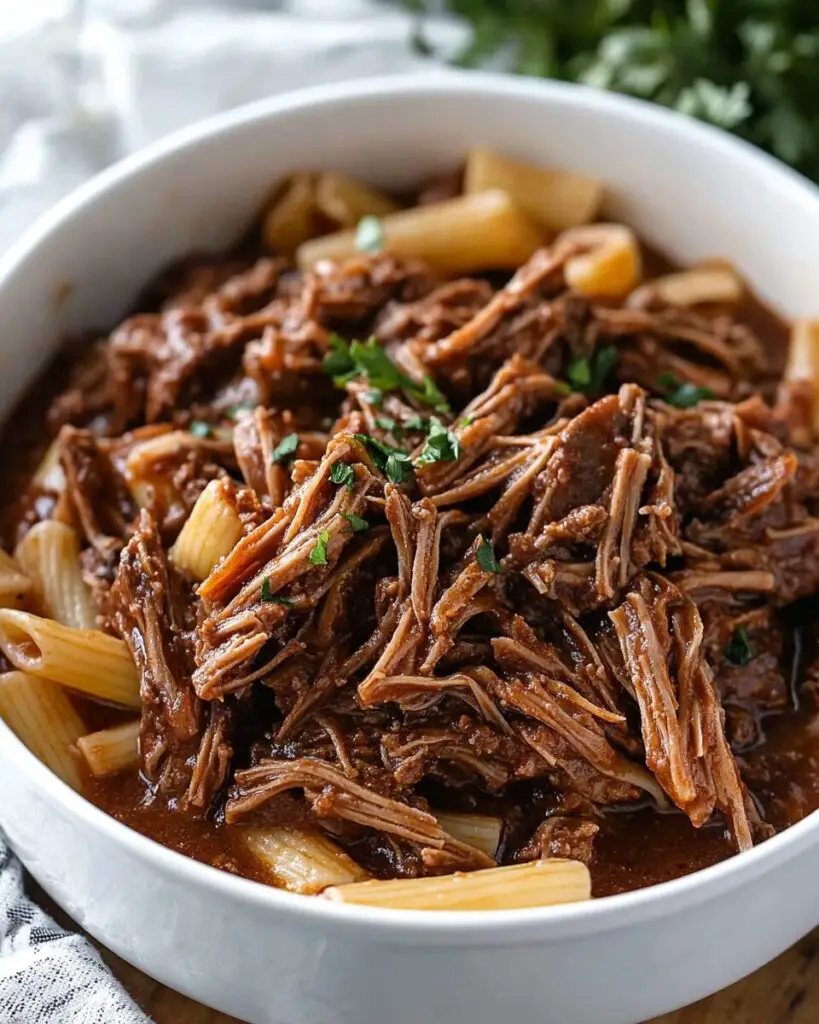 Crock Pot Shredded Beef Ragu Pasta